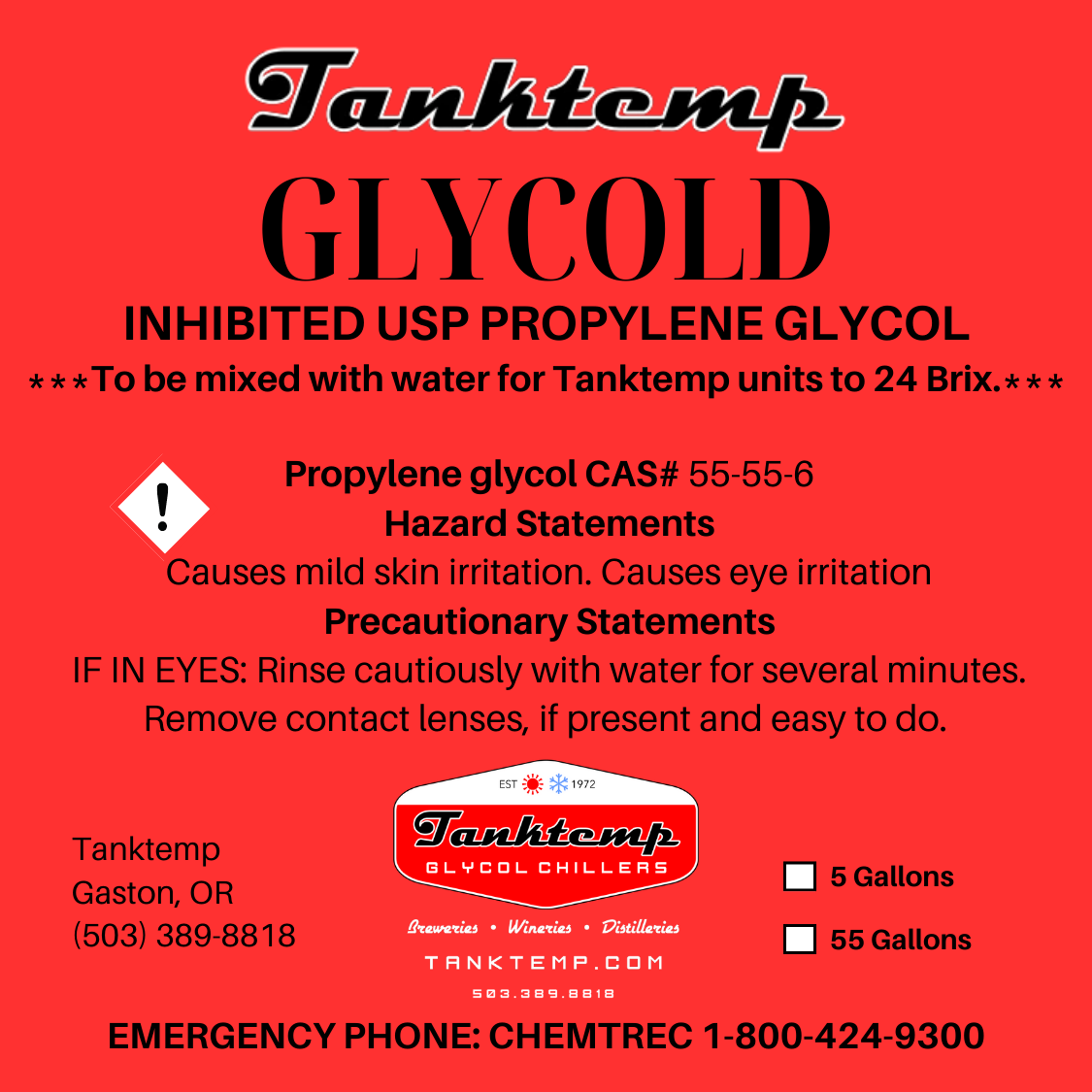 TANKTEMP GLYCOLD. TANKTEMP BRAND INHIBITED USP GRADE PROPYLENE GLYCOL ...